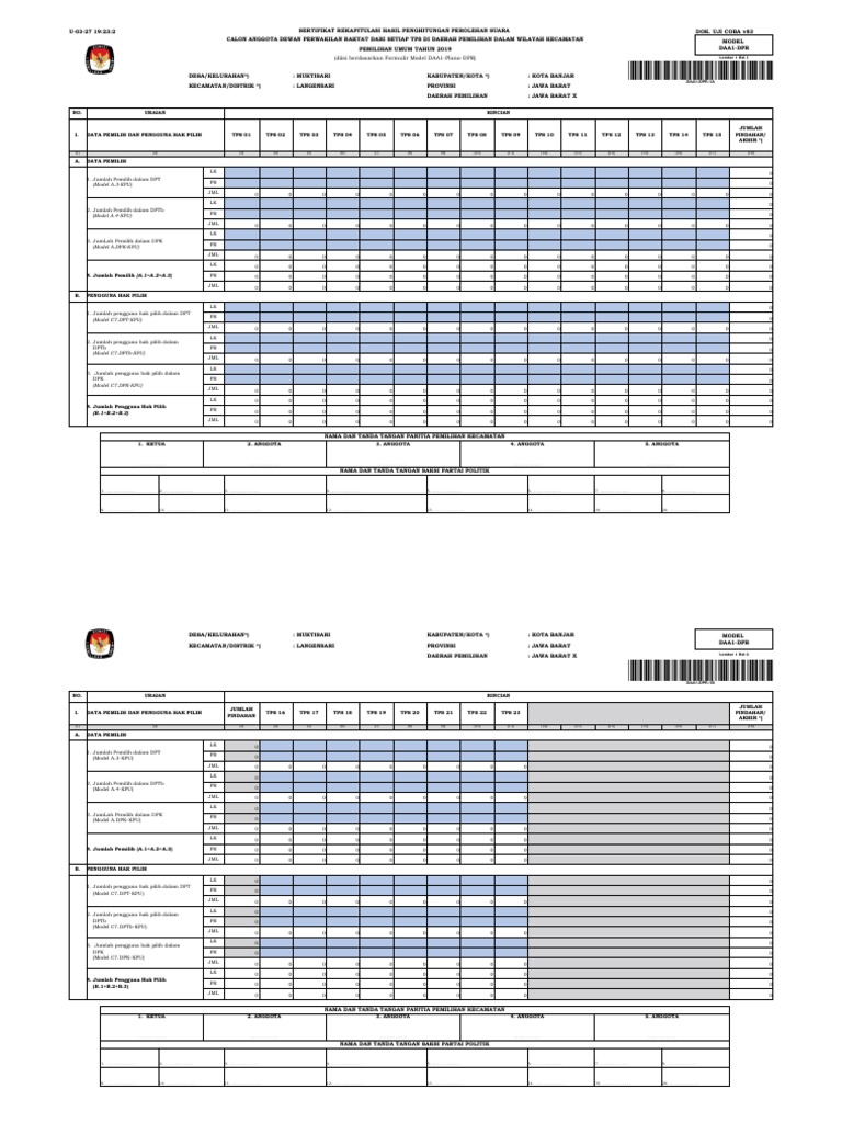 Diisi Berdasarkan Formulir Model DAA1-Plano-DPR | PDF
