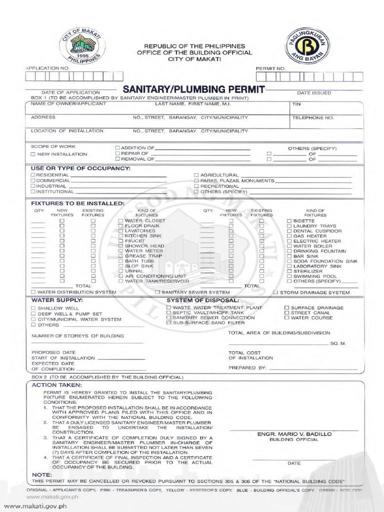 Sanitary Permit Forms | PDF