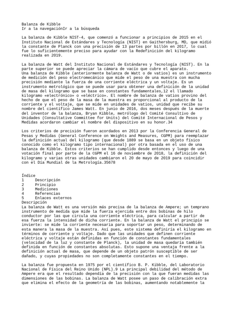 Balanza de Kibble y redefinición del kilogramo | PDF | Física ...