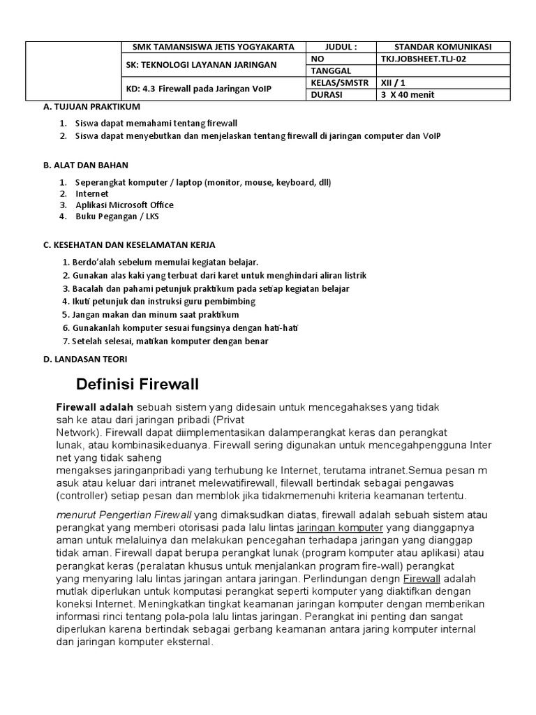 Jobsheet 2 TLJ KD 4.13 Kls Xii | PDF