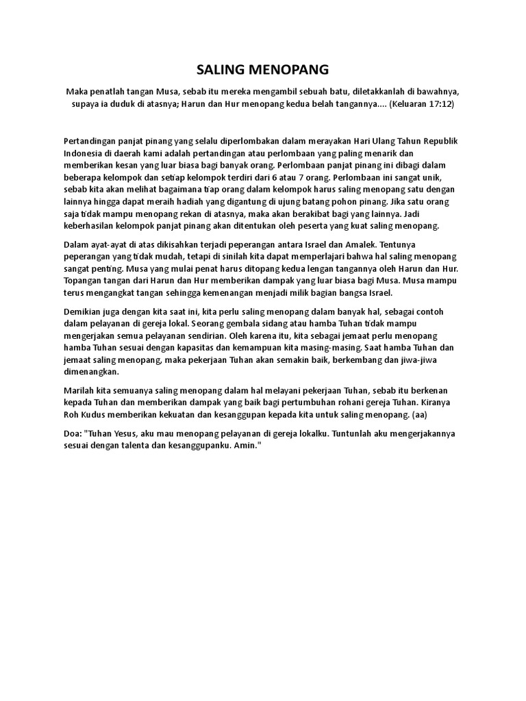 Saling Menopang | PDF