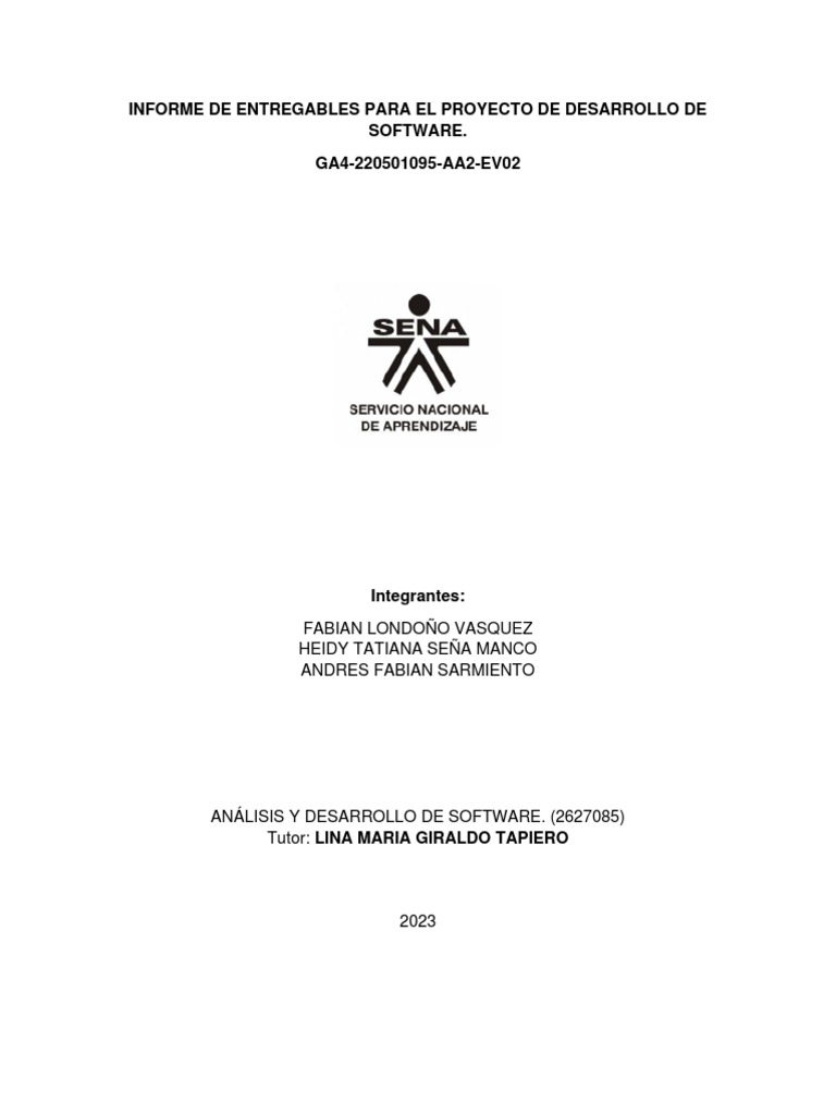GA4-220501095-AA2-EV02 Informe Entregables | PDF | Software | Ingeniería de software