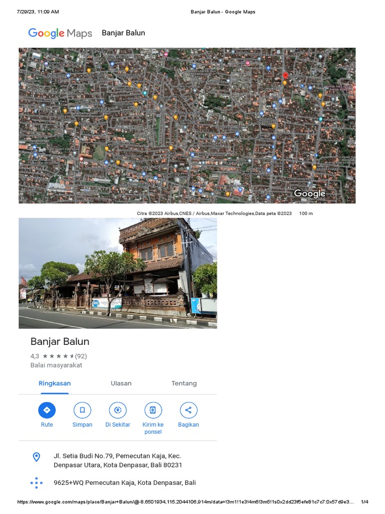 Banjar Balun - Google Maps | PDF
