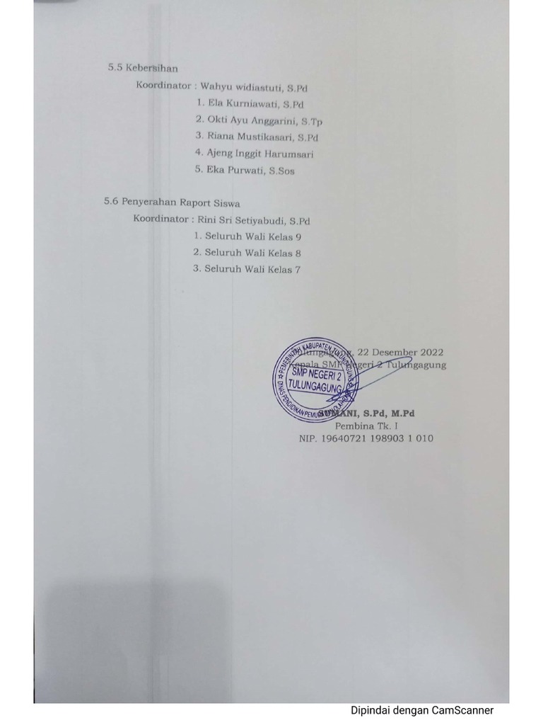 Pantia Penerimaan Raport | PDF