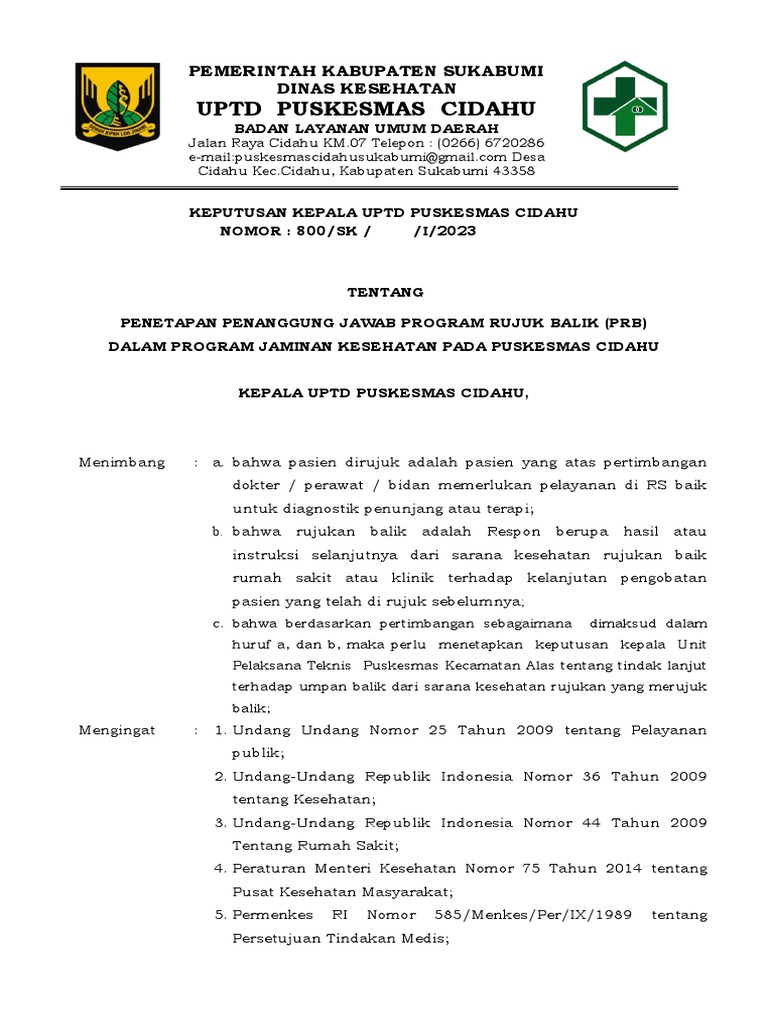 SK Pasien Rujuk Balik | PDF