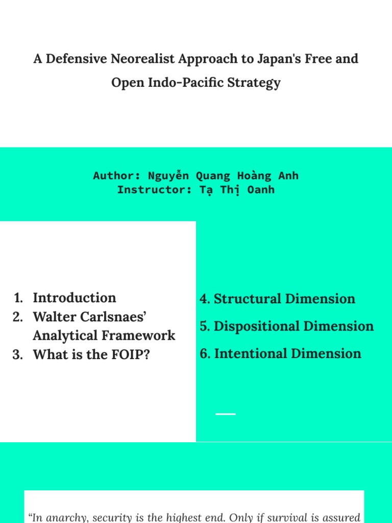 A Defensive Neorealist Approach To Japan's Free and Open Indo-Pacific ...