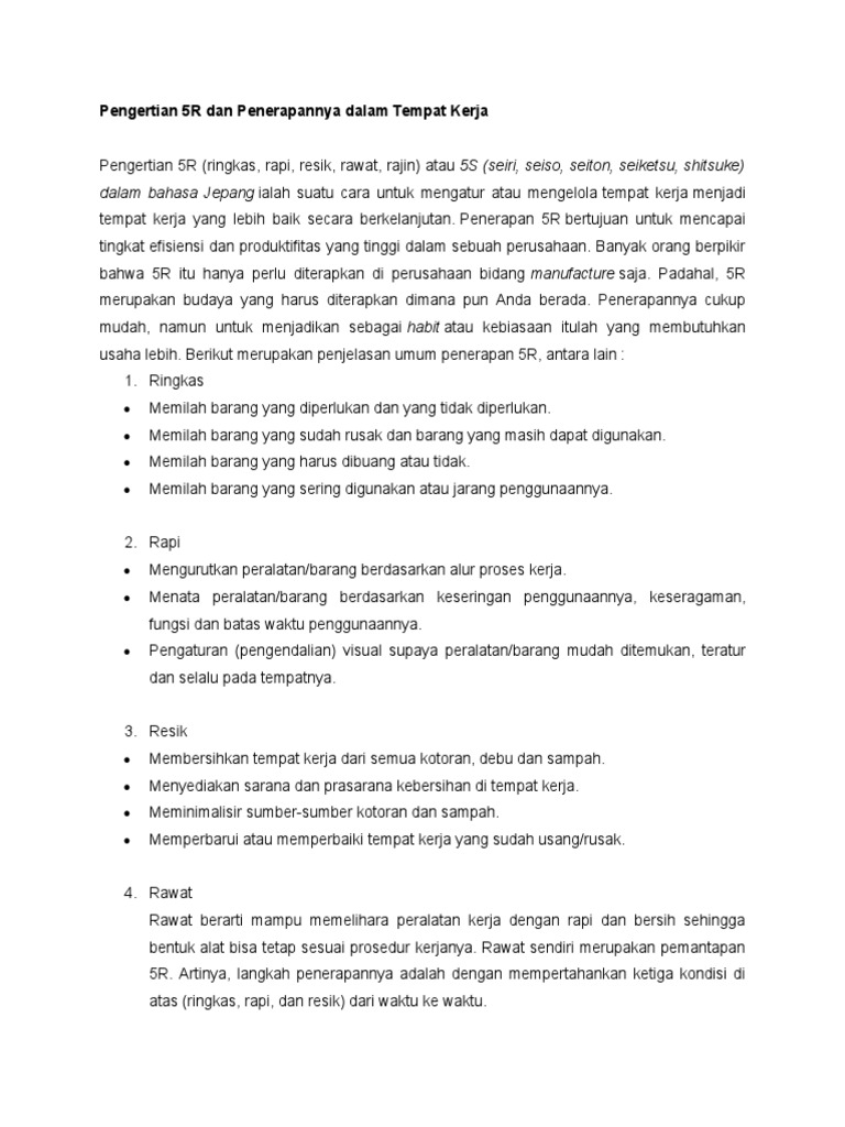 Efisiensi Kerja dengan Metode 5R | PDF | Karier & Perkembangan