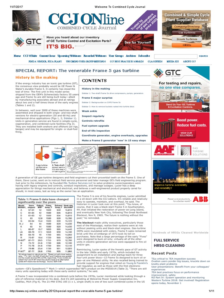 Welcome To Combined Cycle Journal | PDF | Gas Turbine | Mechanical ...