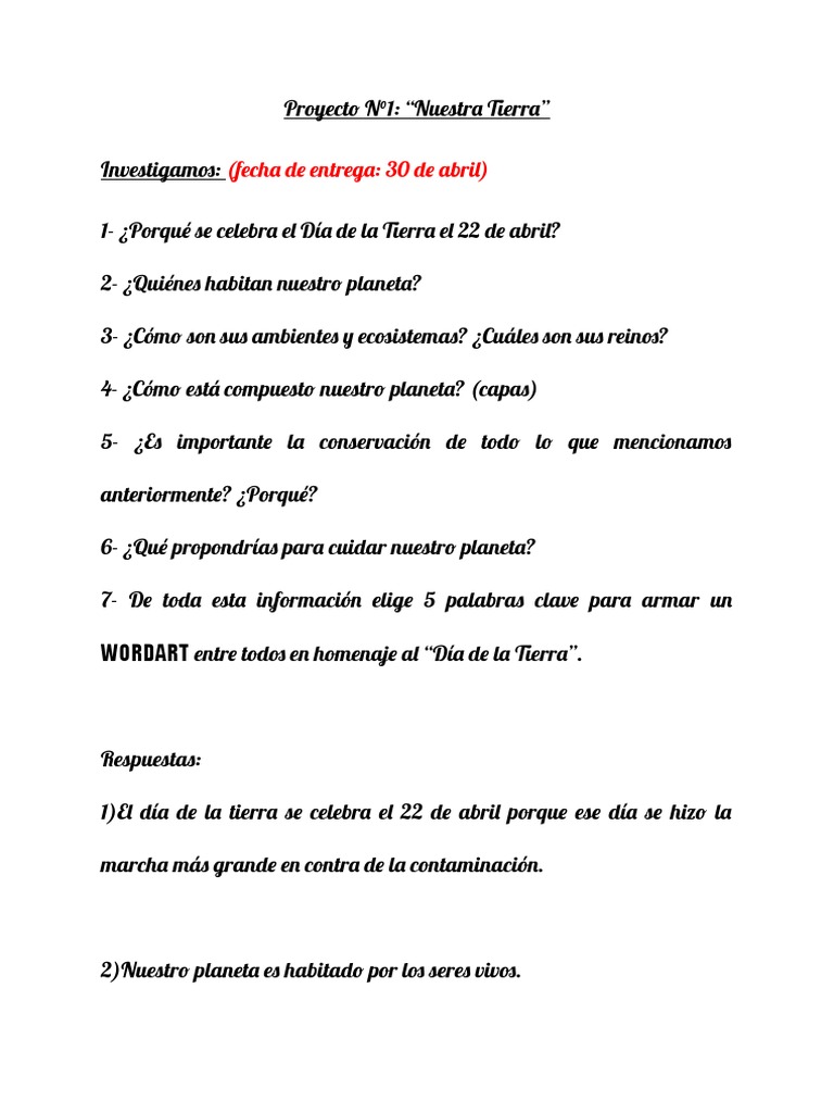 Template - Proyecto N°1 Cs. Nat. - 7° T.T. | PDF