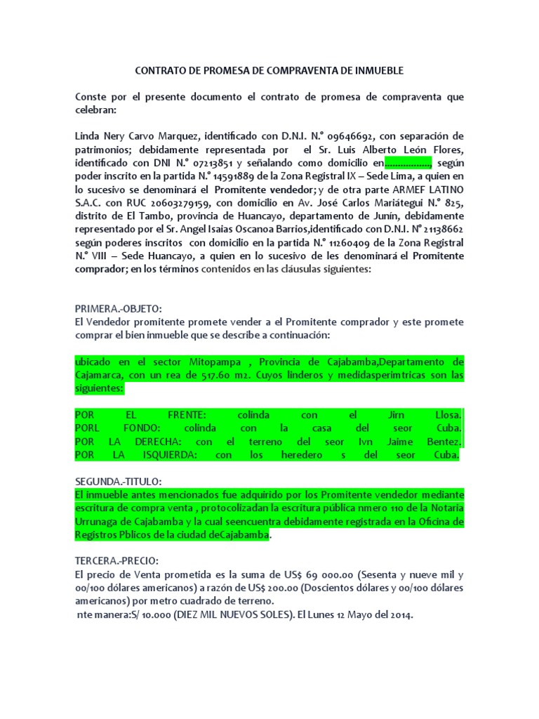 Modelo Promesa Compraventa | PDF | Derecho civil (sistema legal ...