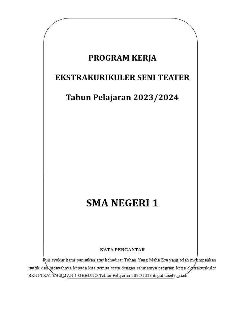 PROGRAM KERJA Teater 2023-2024 | PDF