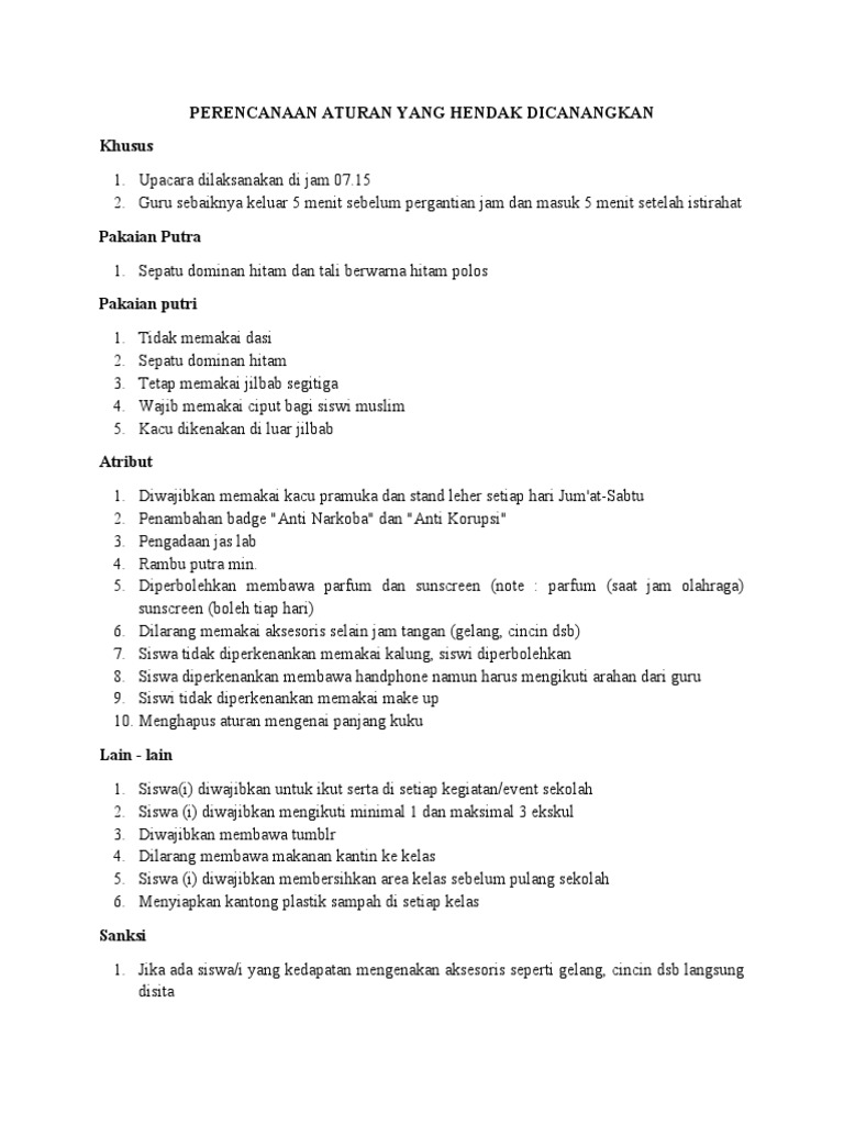 Aturan dan Sanksi Sekolah | PDF | Gaya Hidup