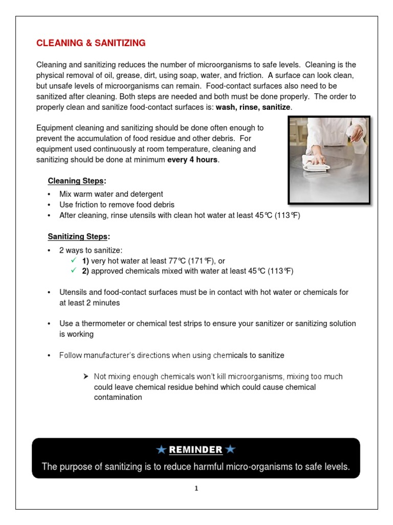 SK FHC - Cleaning Sanitizing | PDF | Dishwasher | Home