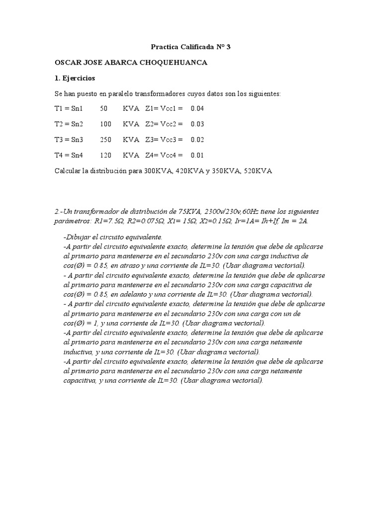 Circuitos Magneticos y Transformadores PC3 | PDF