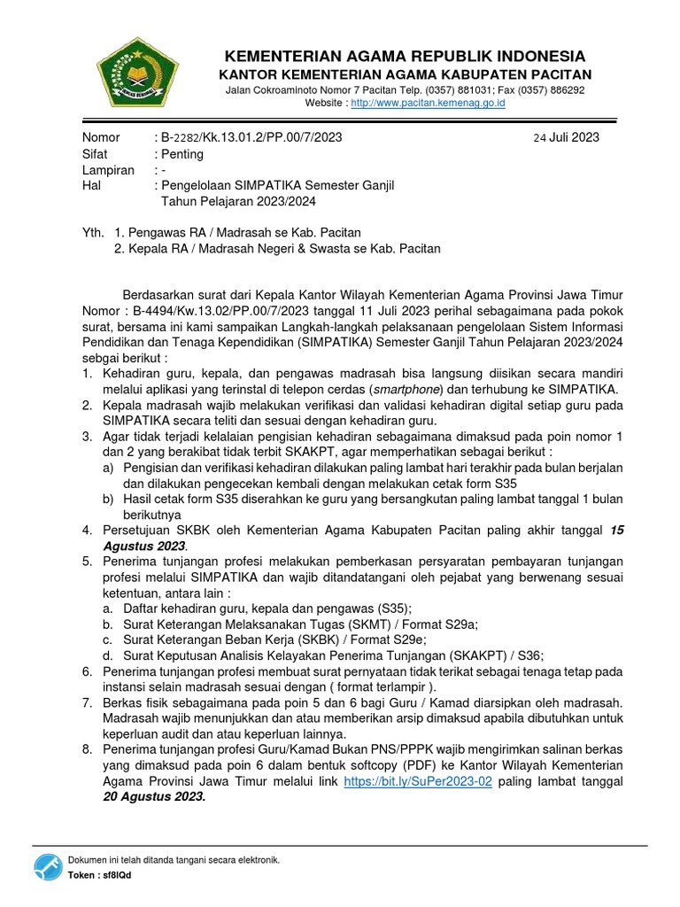 JUKNIS VERVAL SIMPATIKA Semester Ganjil TP 2023 | PDF