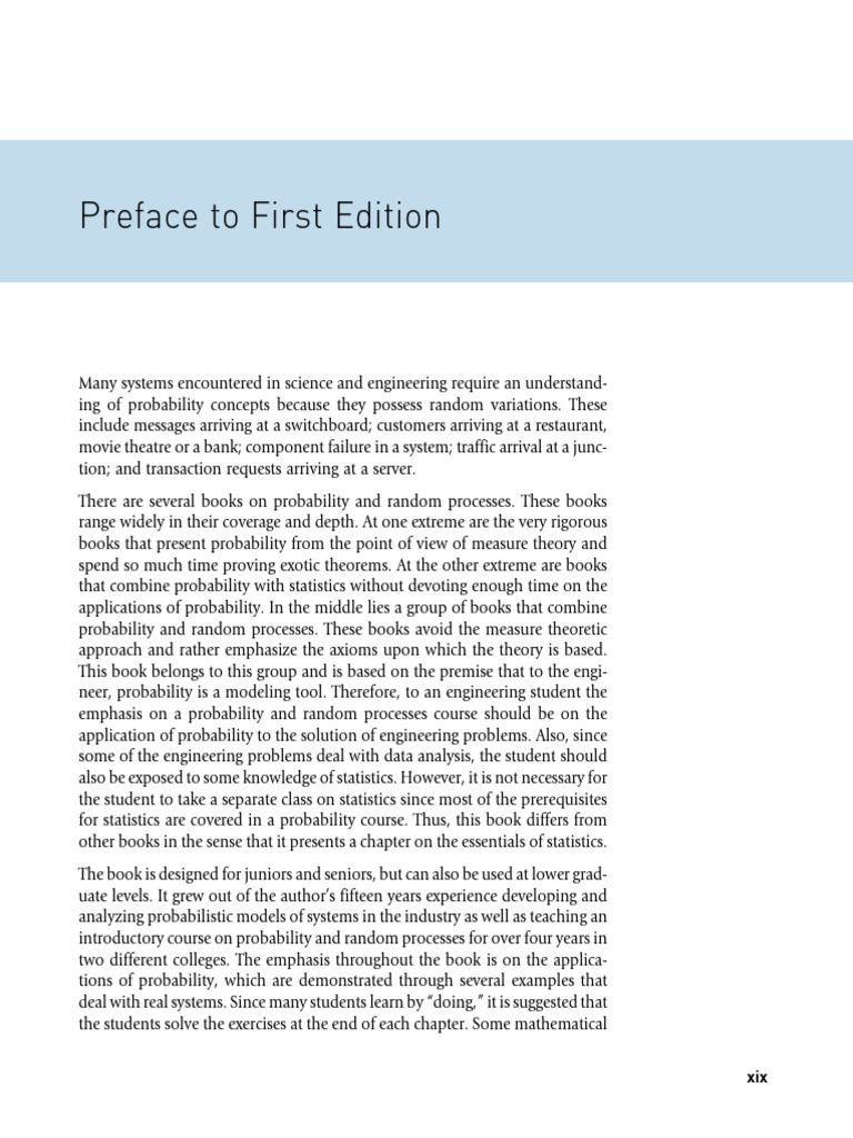 Preface To First Edit - 2014 - Fundamentals of Applied Probability and Random PR | PDF ...