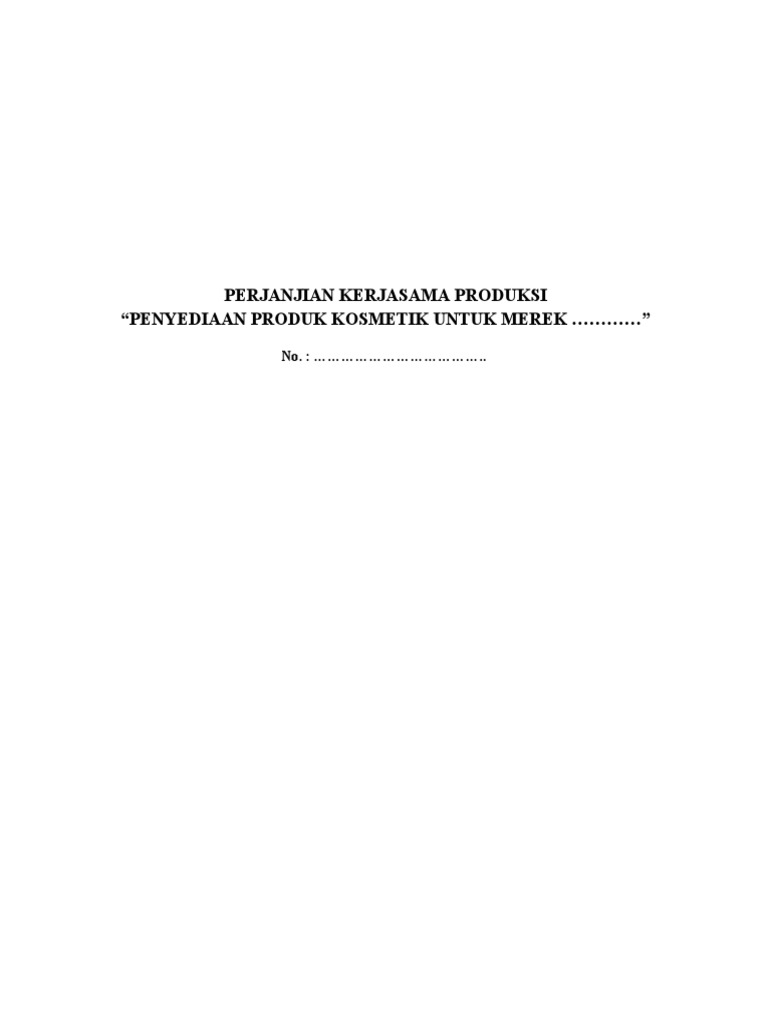 Perjanjian Kerjasama Produksi Pdf
