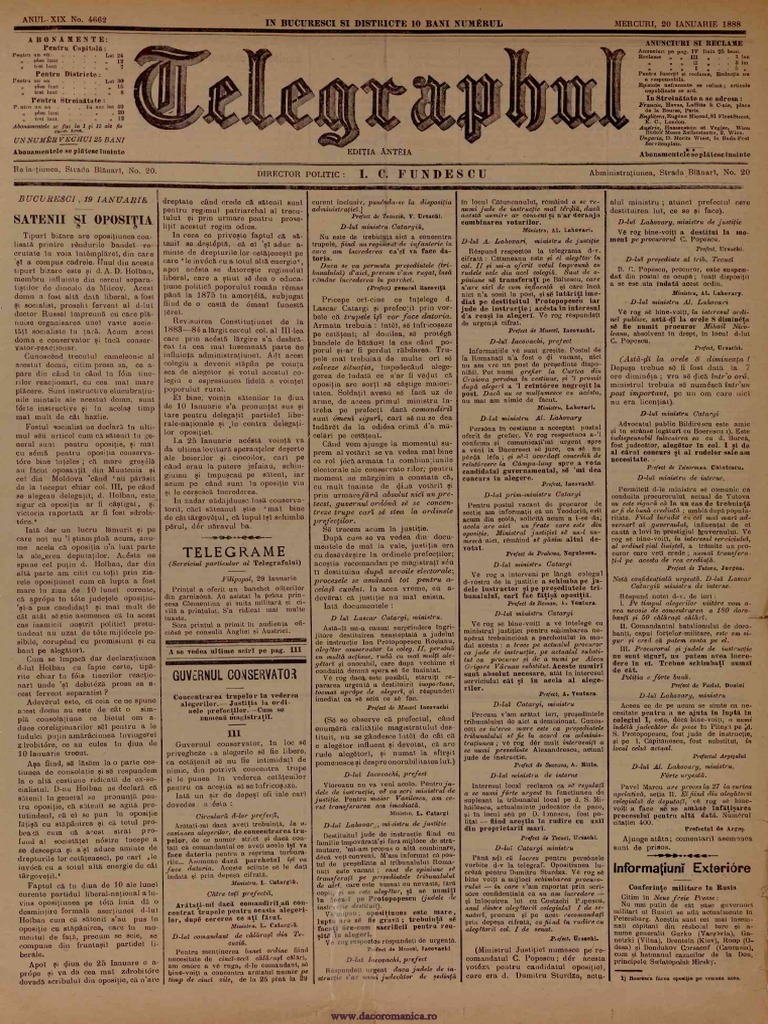 Telegraful de Bucuresti, Seria 1, Nr. 4653, 1888 | PDF