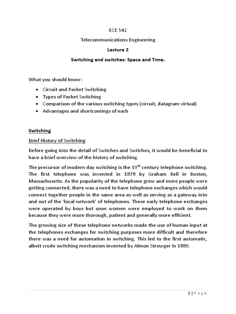 ECE 542 - Lecture 2 | PDF | Computer Network | Packet Switching