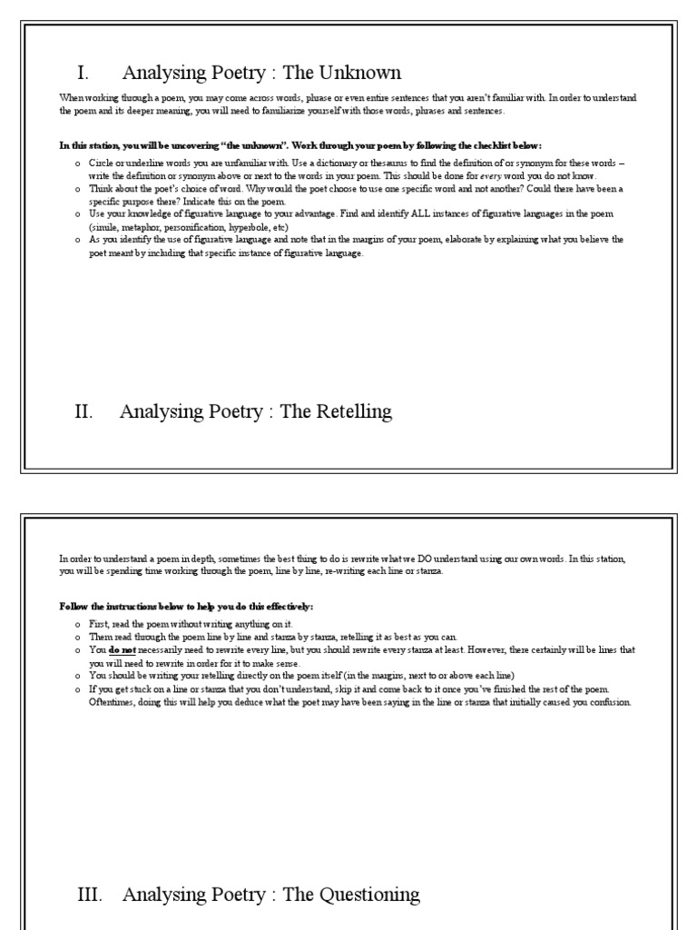 Analysing Poetry Pdf Poetry Poets