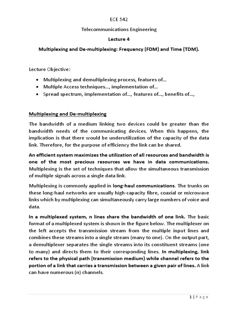ECE 542 - Lecture 4 | PDF | Multiplexing | Modulation
