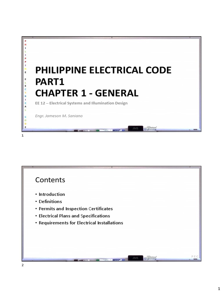 Pec Chapter1 | PDF | Electrical Wiring | Ac Power Plugs And Sockets