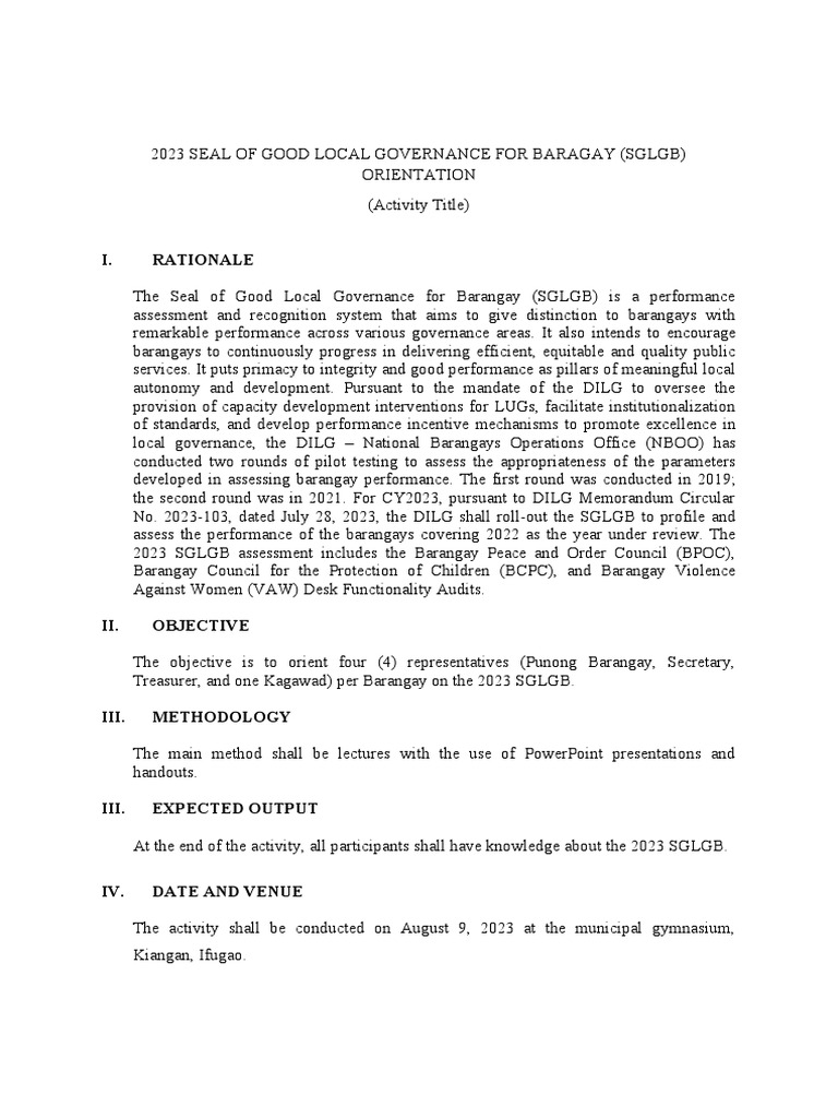 Proposal Re 2023 SGLGB | PDF