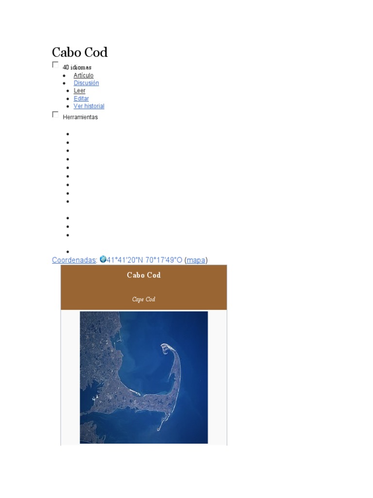 Guía de Cabo Cod: Geografía y Turismo | PDF | Bacalao de cabo | Física ...