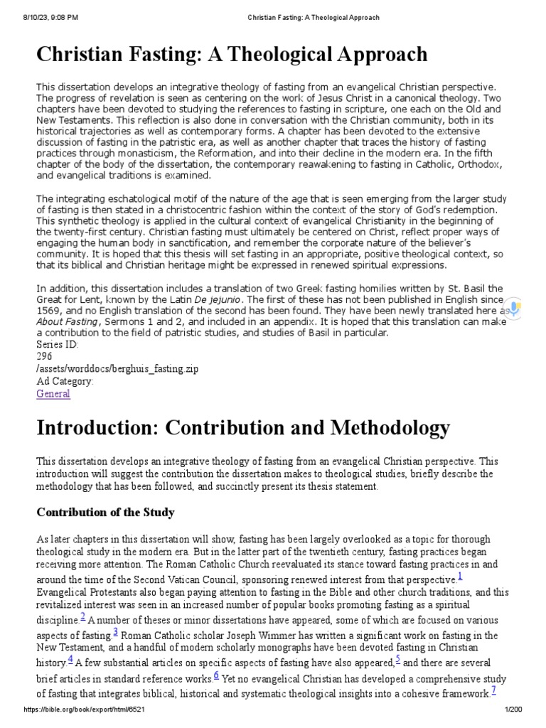 Christian Fasting A Theological Approach | PDF | Theology | Church Fathers