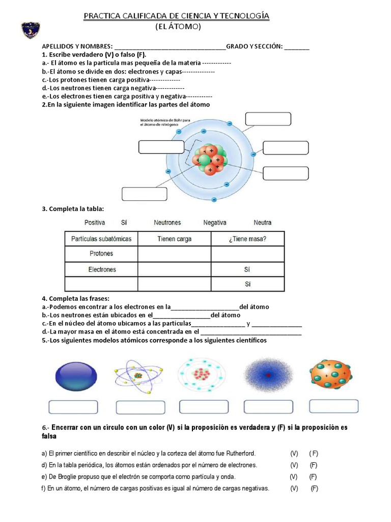Practica Calificada de Atomo | PDF | Núcleo atómico | Electrón