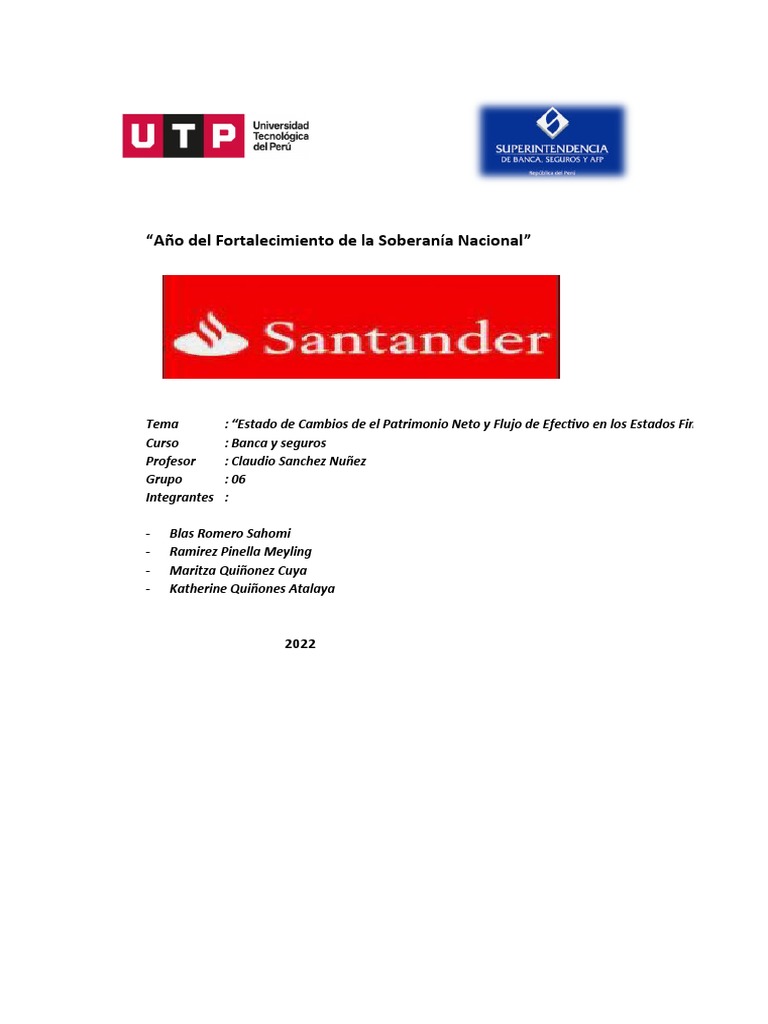 Banco Santander Del Peru - Estado Cambios en El Patrimonio Neto y Flujo ...