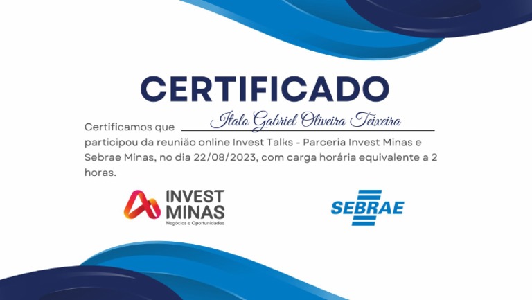 Certificado Italo Gabriel Oliveira Teixeira | PDF Certificado Italo Gabriel Oliveira Teixeira | PDF