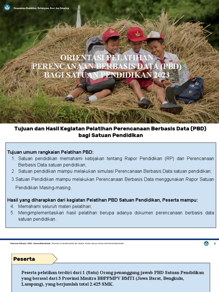 Penjelasan Program Pelatihan PBD Satuan Pendidikan 2023 | PDF