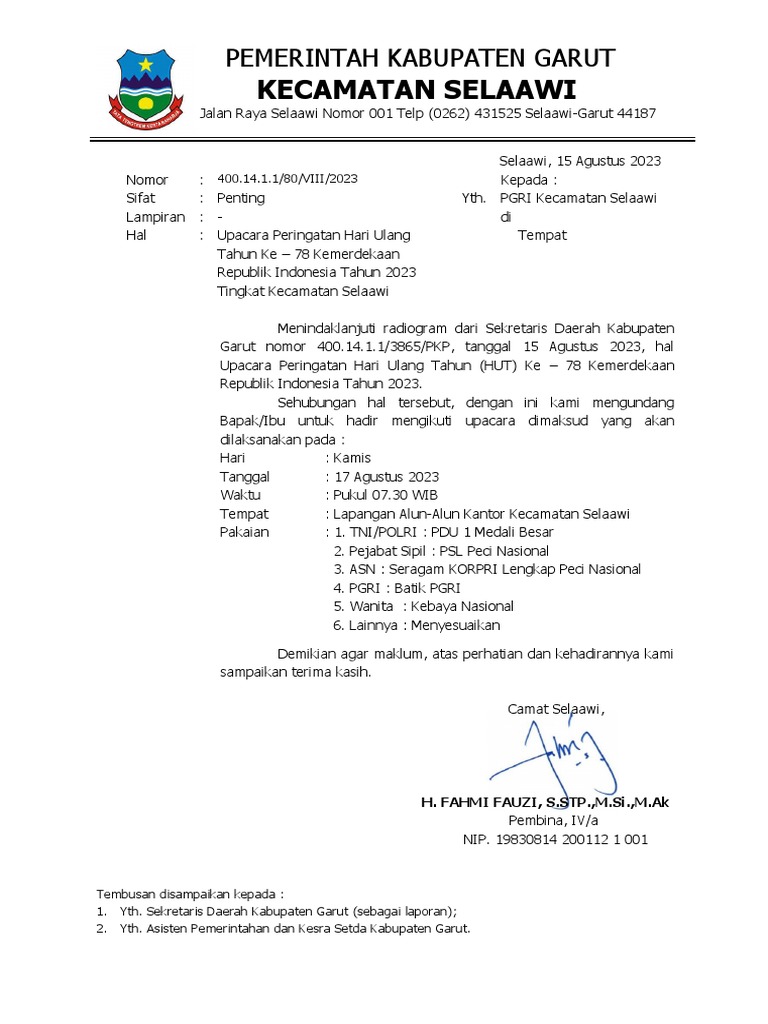 Undangan Upacara Hut Ri Ke 78 Pgri Pdf