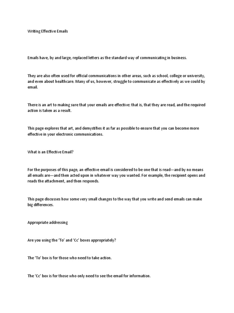 Writing Effective Emails | PDF | Paragraph | Communication