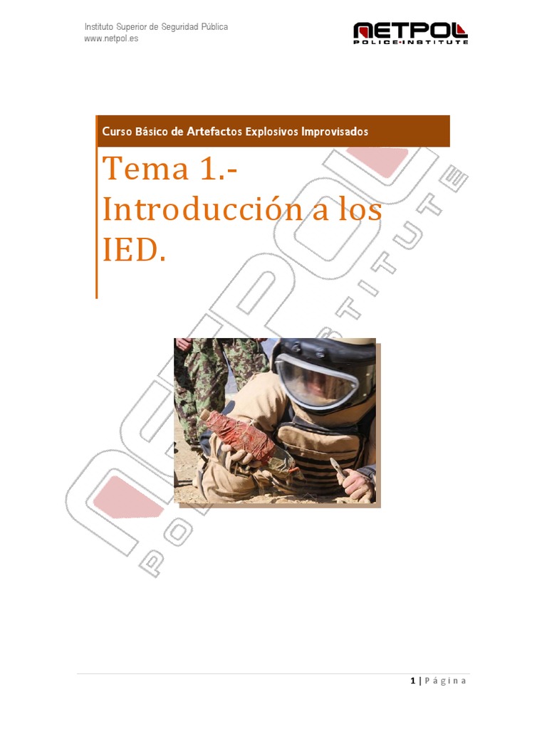 01 Tema 1 Introducción A Los IED | PDF | Dispositivo explosivo improvisado | Bomba