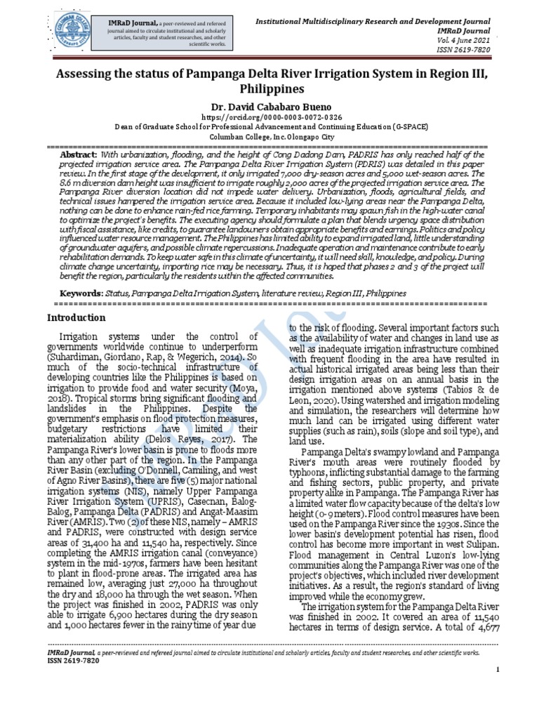 Assessing The Status of Pampanga Delta River Irrigation System in ...