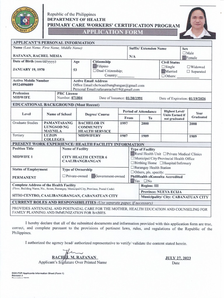 Application Form Pcw | PDF