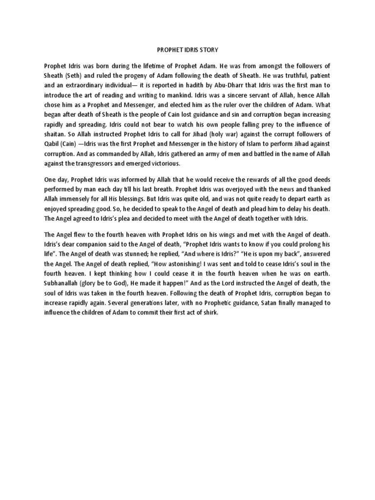 PROPHET IDRIS S-WPS Office | PDF | Adam | Muhammad