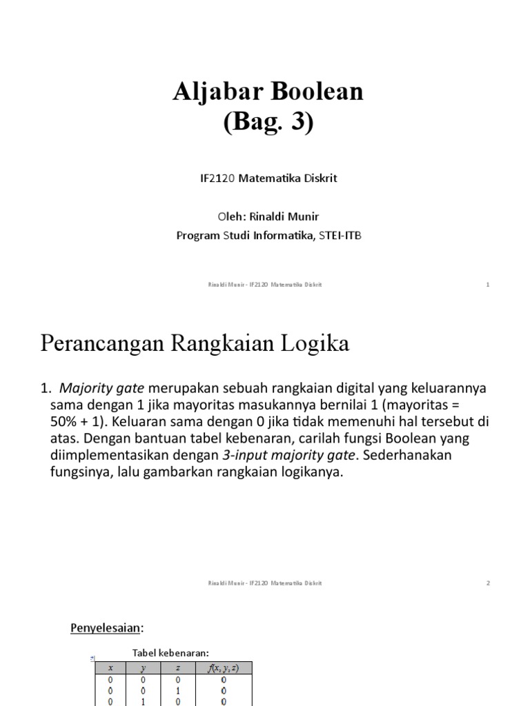 Aljabar Boolean (2020) Bagian3 | PDF