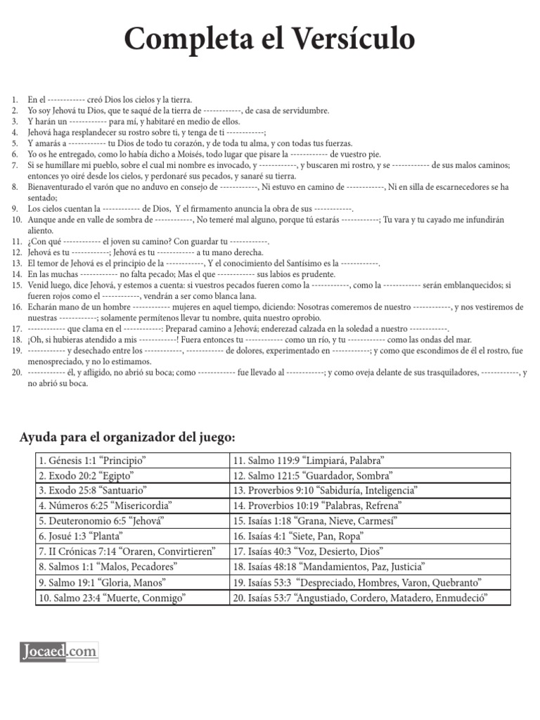 Juego de Completa-Versiculo | PDF