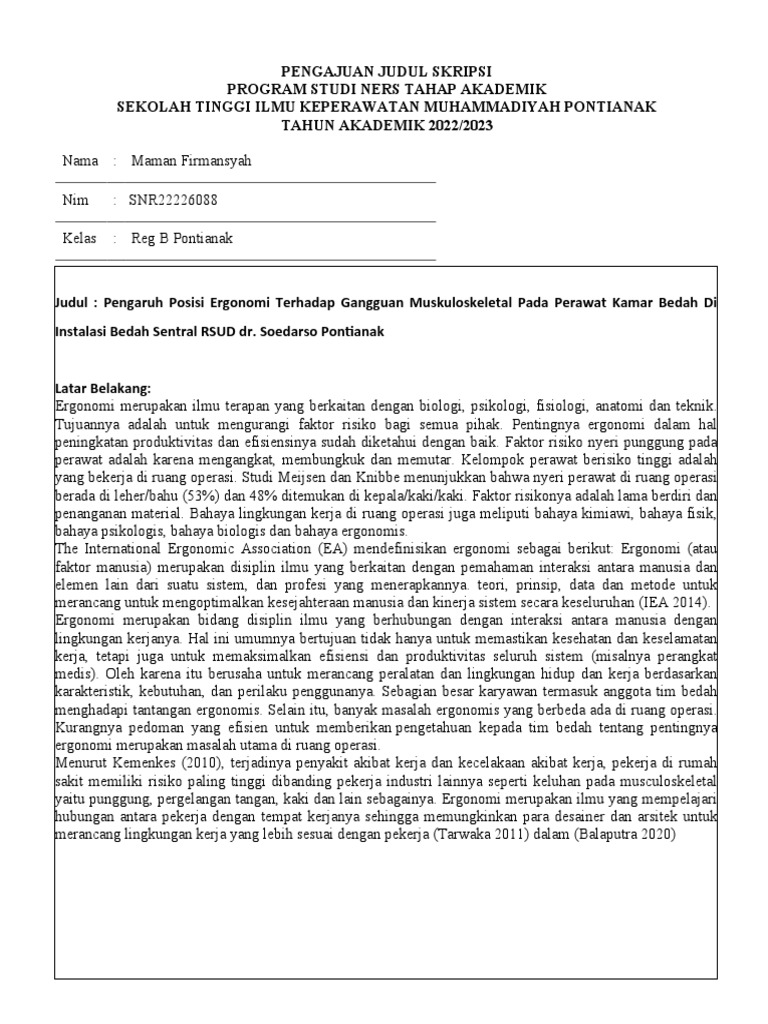 FORMAT PENGAJUAN JUDUL Skripsi Judul 2 | PDF