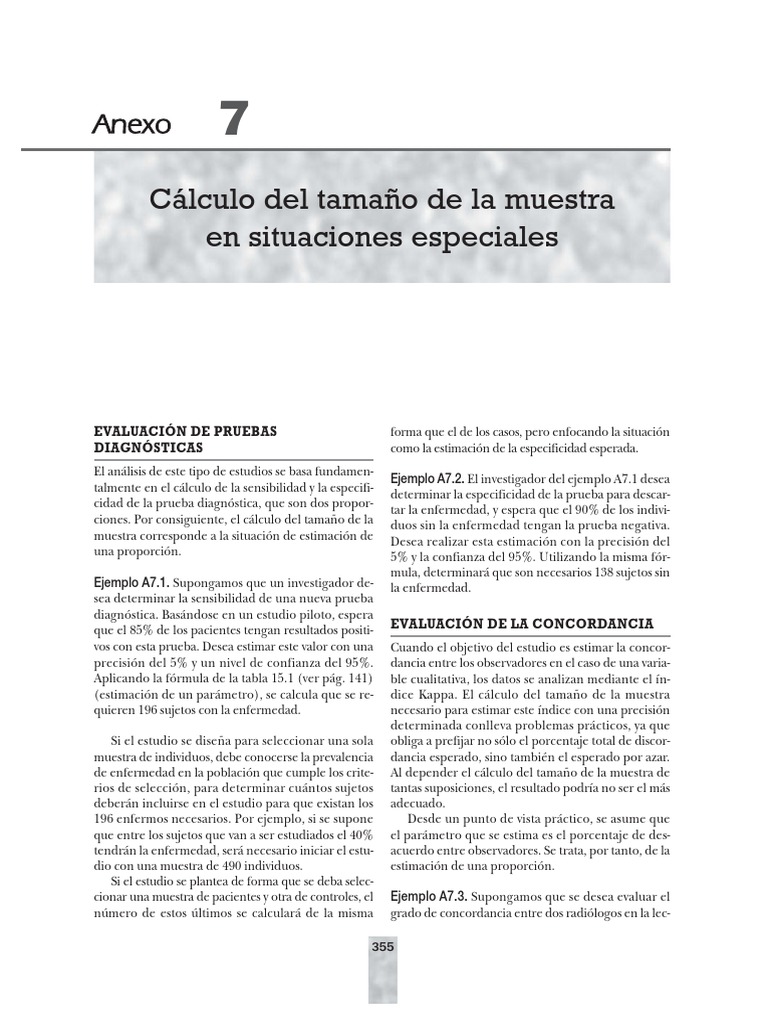 Anexo C Lculo Del Tama o de La Muestra en Situaciones Especiales 2004 M Todos de Investigaci N ...