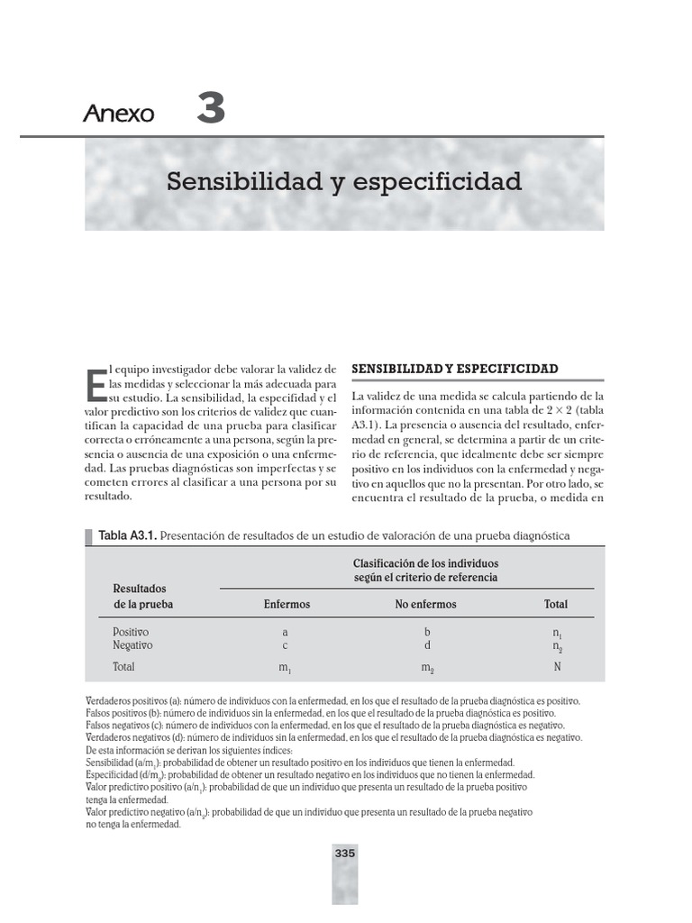 Anexo Sensibilidad y Especificidad 2004 M Todos de Investigaci N CL Nica y Epidemiol Gica ...