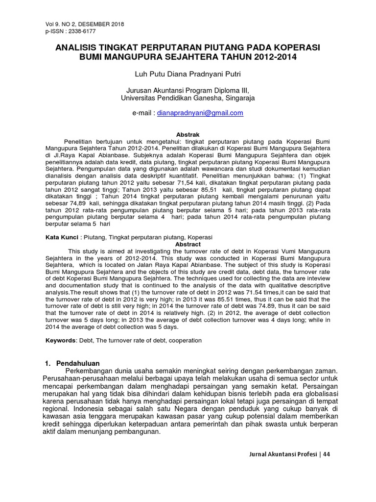 Analisis Perputaran Piutang Koperasi 2012-2014 | PDF