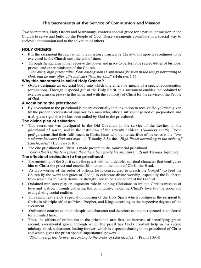 Sevice (Holy Order & Marriage) | PDF | Priest | Sacraments