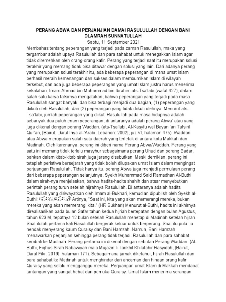 Sejarah Perang Abwa dan Perjanjian Damai | PDF