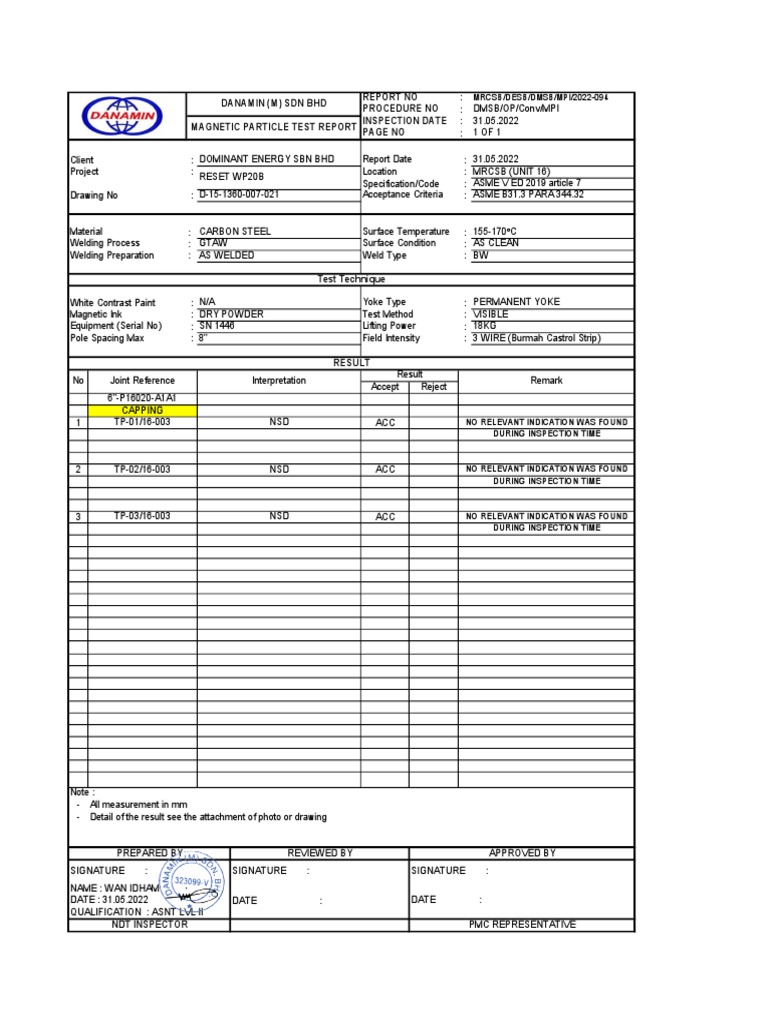094.310522 Mpi Reset Report | PDF | Welding | Construction