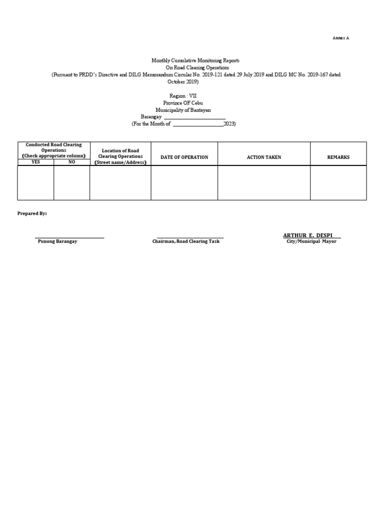 Road Clearing Template | PDF