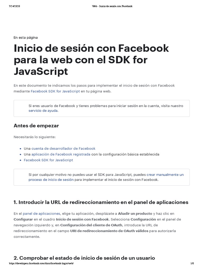 Web - Inicio de Sesión Con Facebook | PDF | Facebook | Script Java
